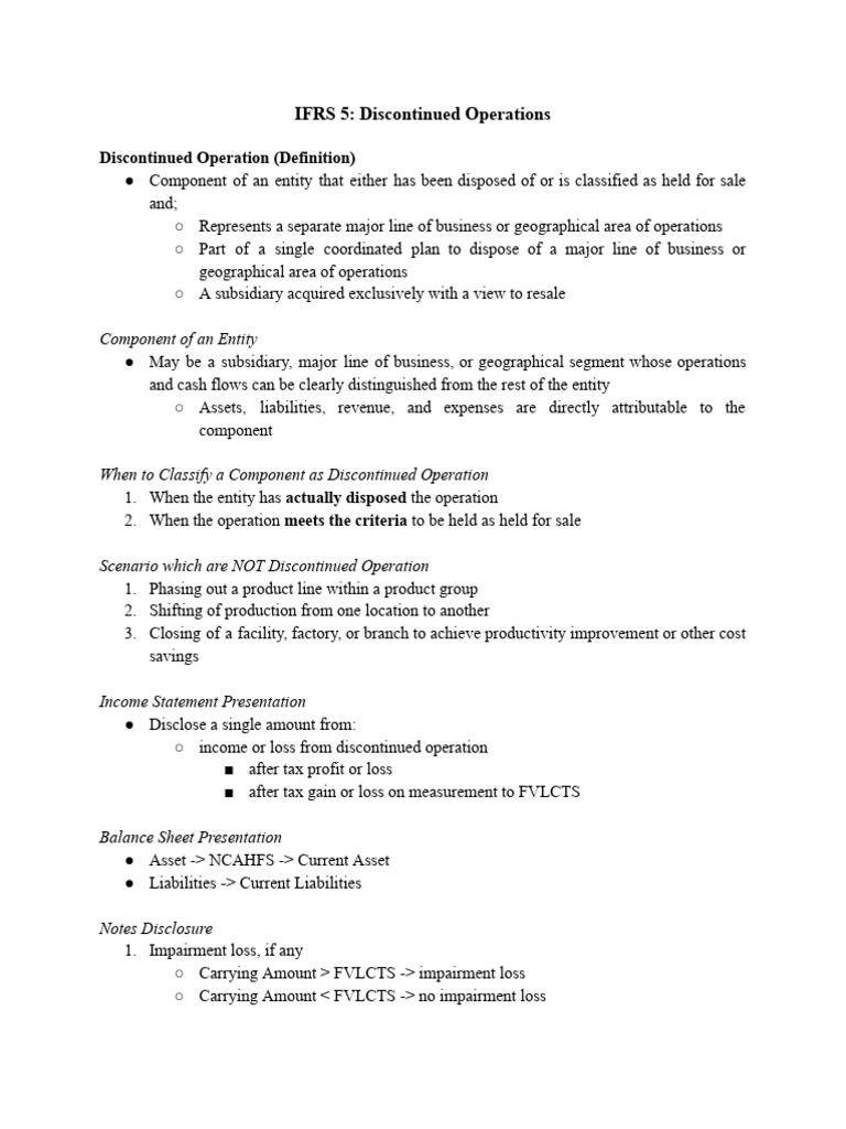 IFRS 5 Noncurrent Asset Held for Sale | PDF