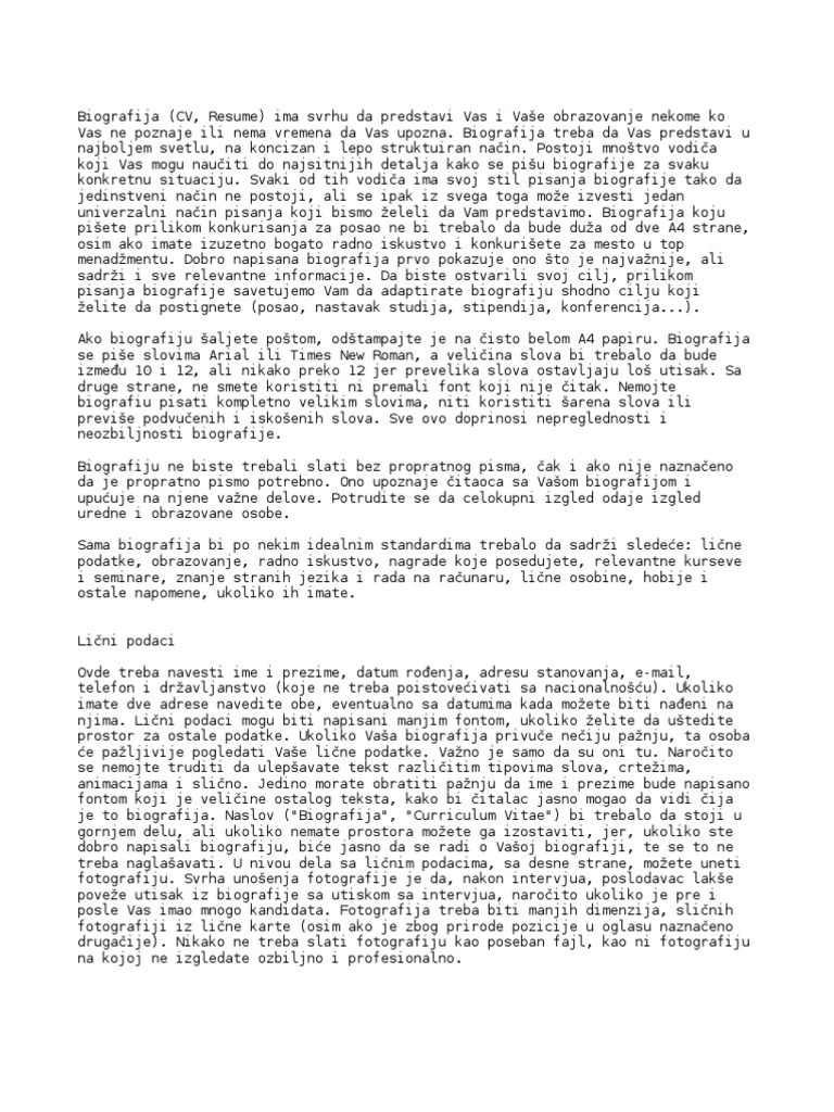 Kako Napisati CV | PDF