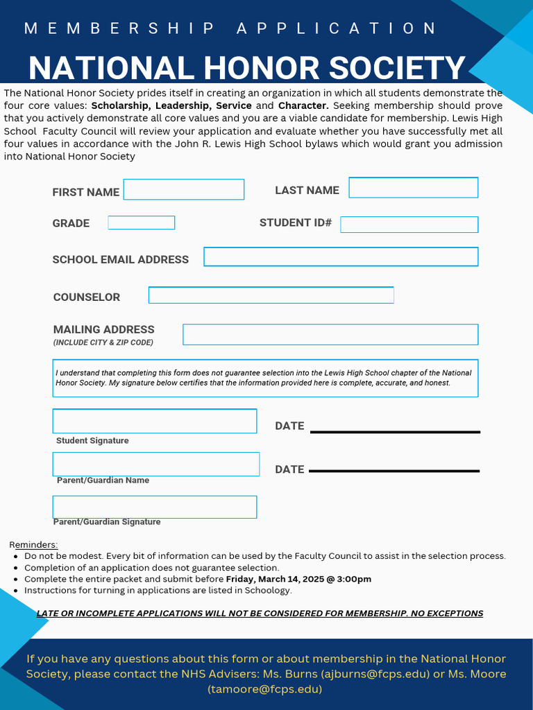 NHS Membership Application - 2025 | PDF