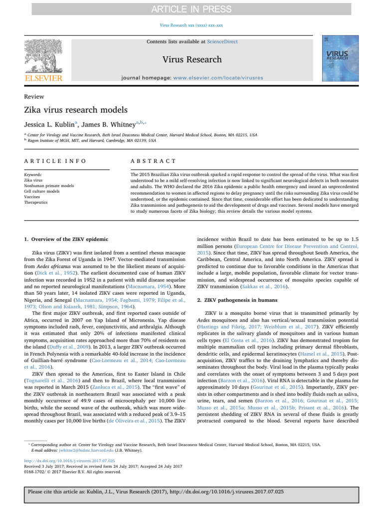 Zika Virus Research Models Overview | PDF | Zika Virus | Zika Fever