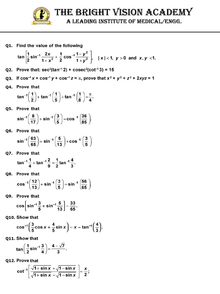 Inverse Trigonometry Lecture 2 Pdf 0990