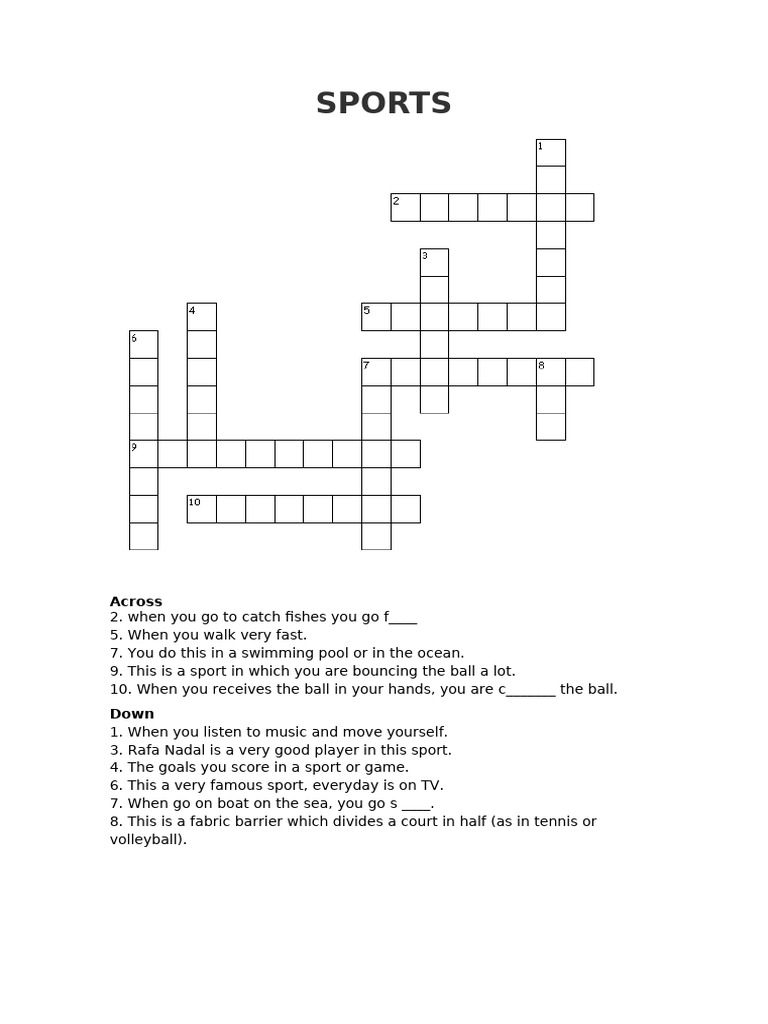 Sports Crossword Crosswords 91706 | PDF