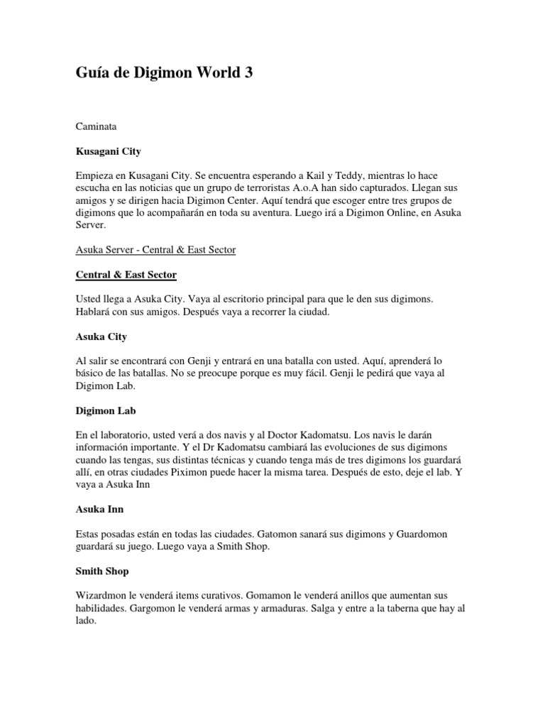 Guía Completa de Digimon World 3 | PDF | Ocio