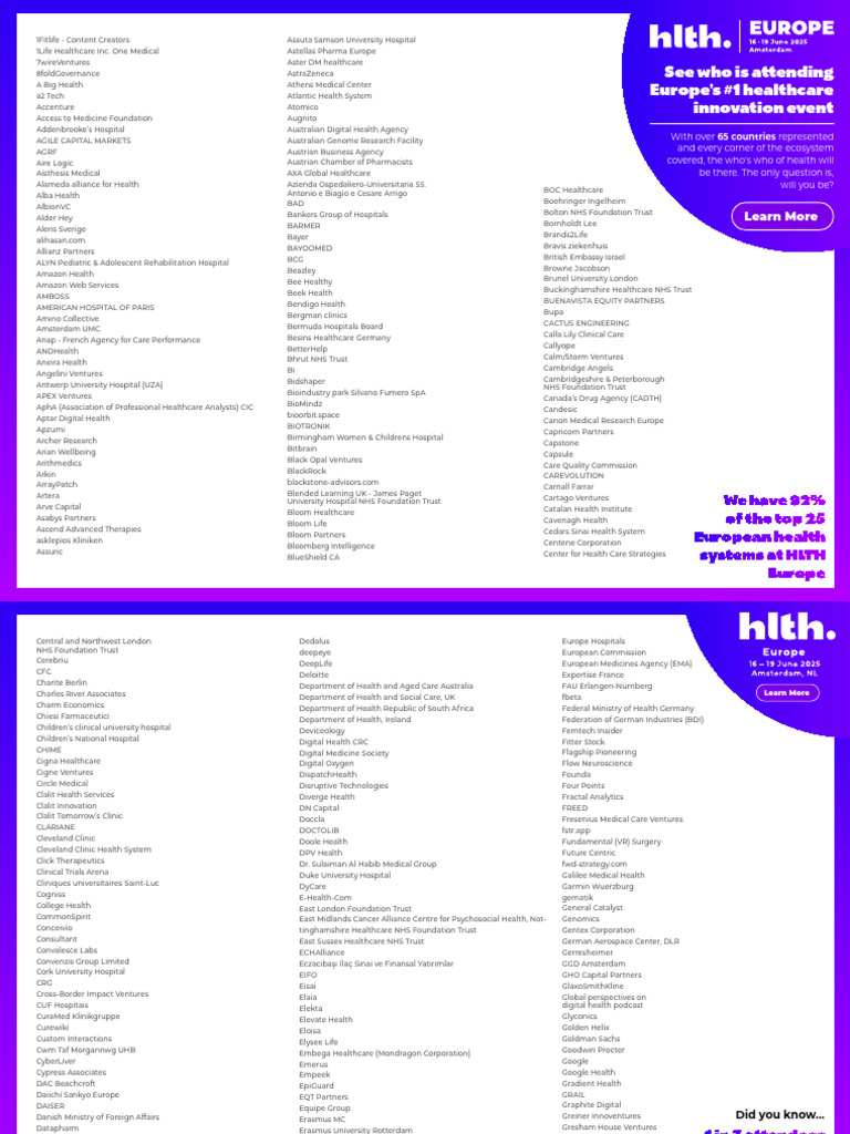 HLTH Europe-Attending Companies-2025 | PDF | Health Care | Social Programs