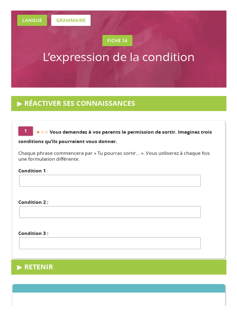Expression de la condition en français | PDF | Clause | Syntaxe