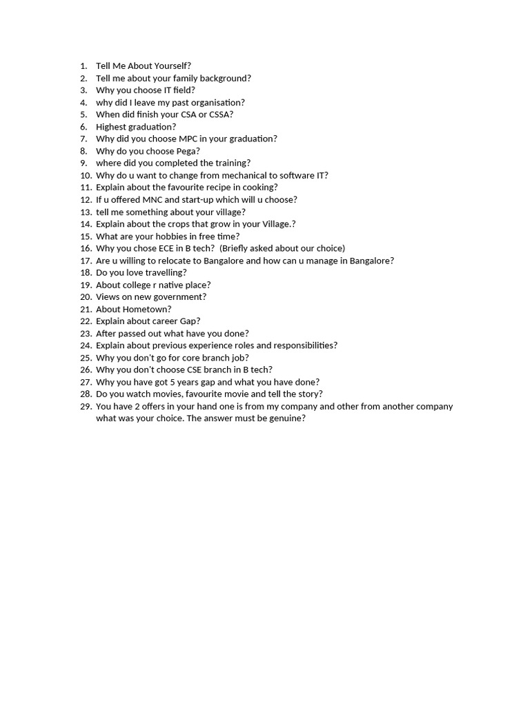 HR Interview Questions | PDF