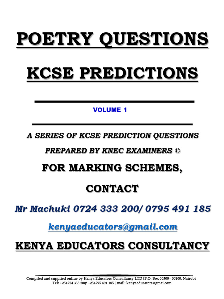 Poetry Kcse Prediction Qns-1 | PDF | Donkey | Poetry