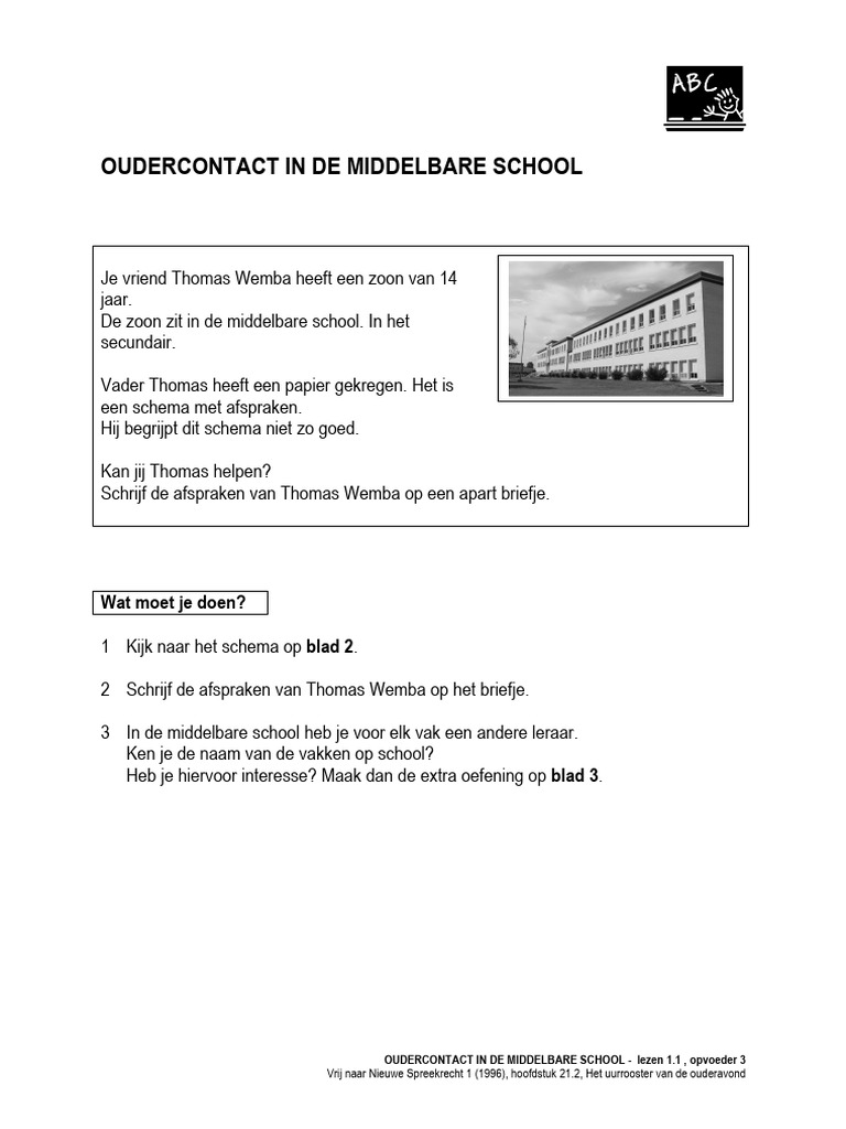 Oudercontact Middelbare School | PDF