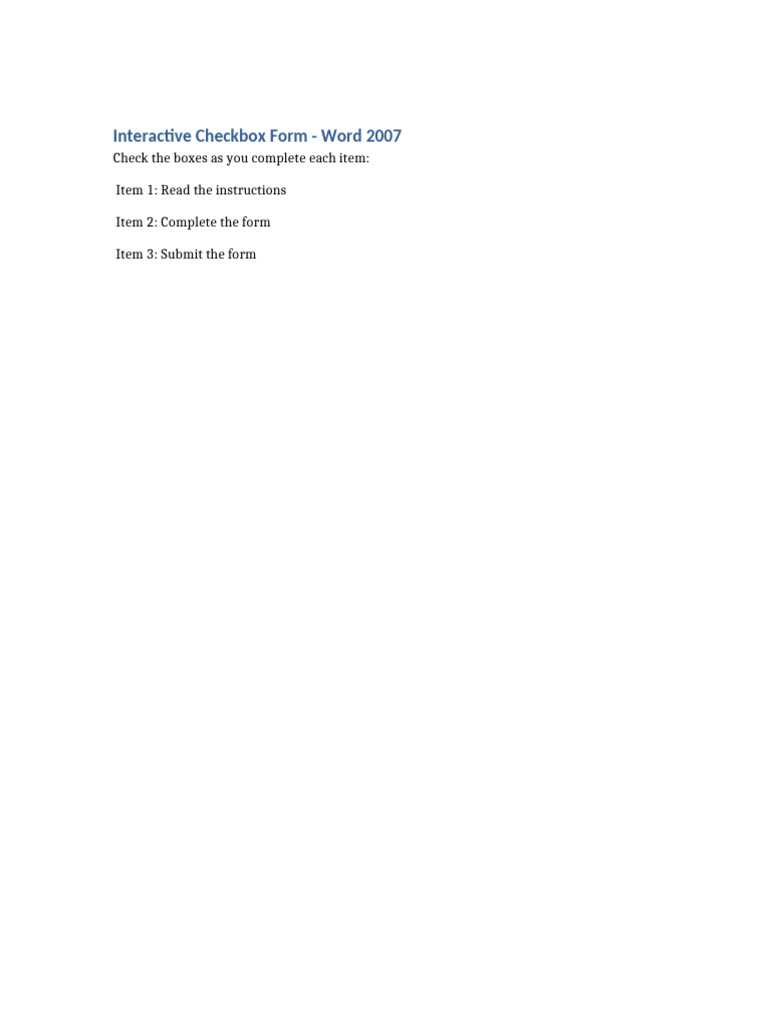 Interactive Checkbox Form Word 2007 | PDF