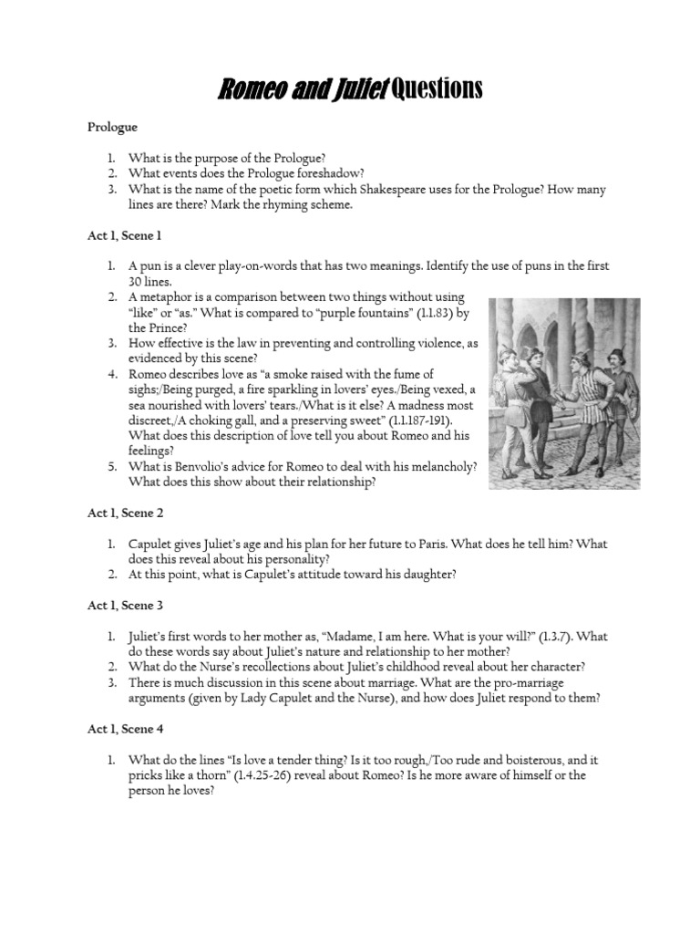 Romeo and Juliet Questions Revised | PDF | Characters In Romeo And Juliet