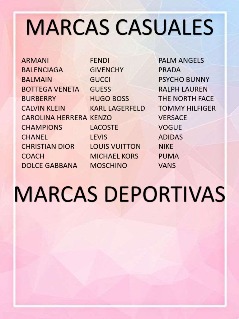 Marcas de Moda y Deportivas 2023 | PDF | Marca | Marcas de lujo