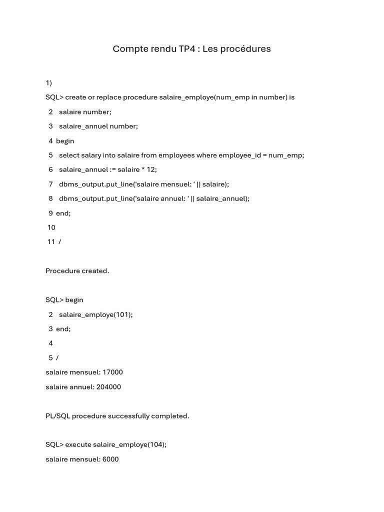 Compte Rendu TP4 | PDF | Computer Programming | Sql