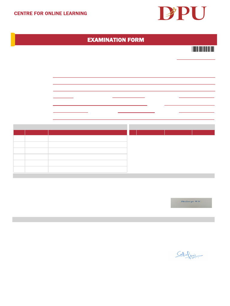 University Exam Form | PDF | Educational Stages | Qualifications