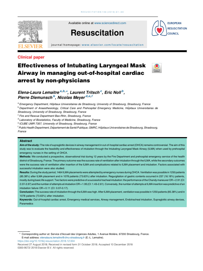 Resuscitation Article Mars 2019 | PDF | Cardiopulmonary Resuscitation ...