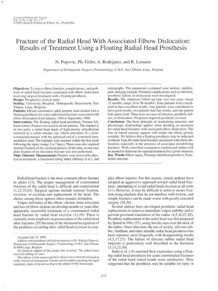 Fracture of Radial Head | PDF