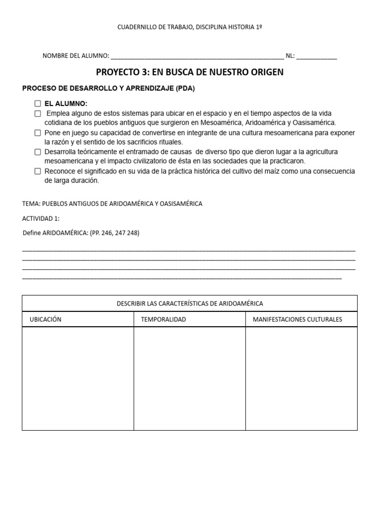 Cuadernillo Proyecto 3 Pueblos Antiguos de América | PDF | Oasisamerica | Mesoamérica