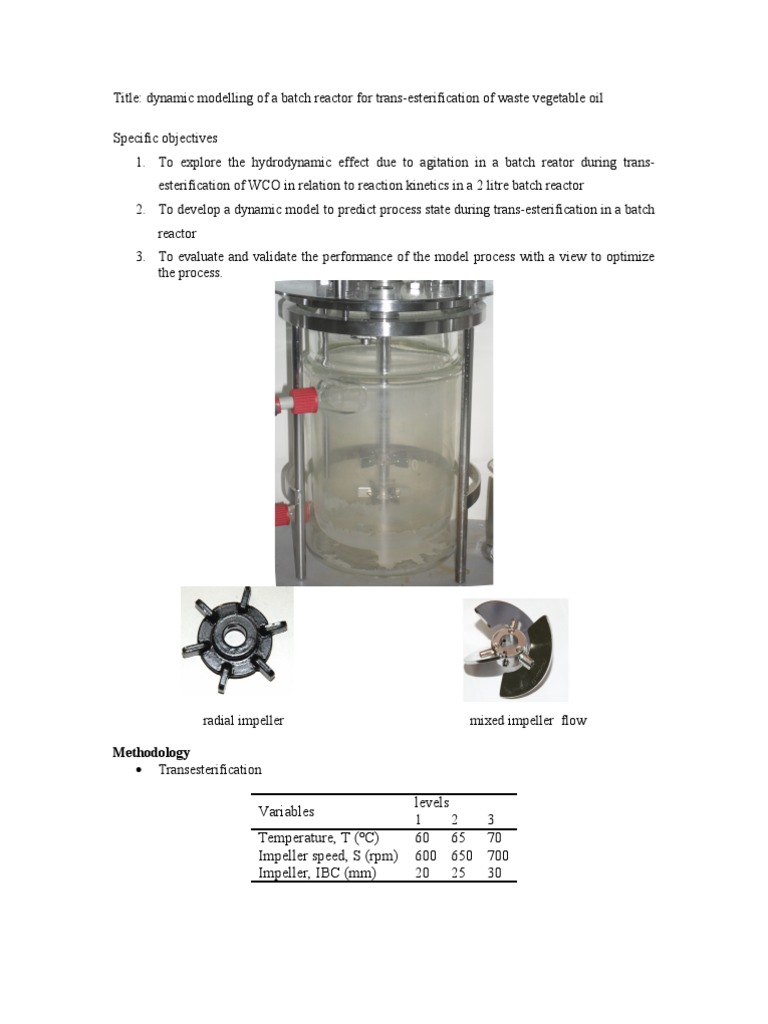 Variables Levels 1 2 3 Temperature, T (°C) 60 65 70 Impeller Speed, S ...