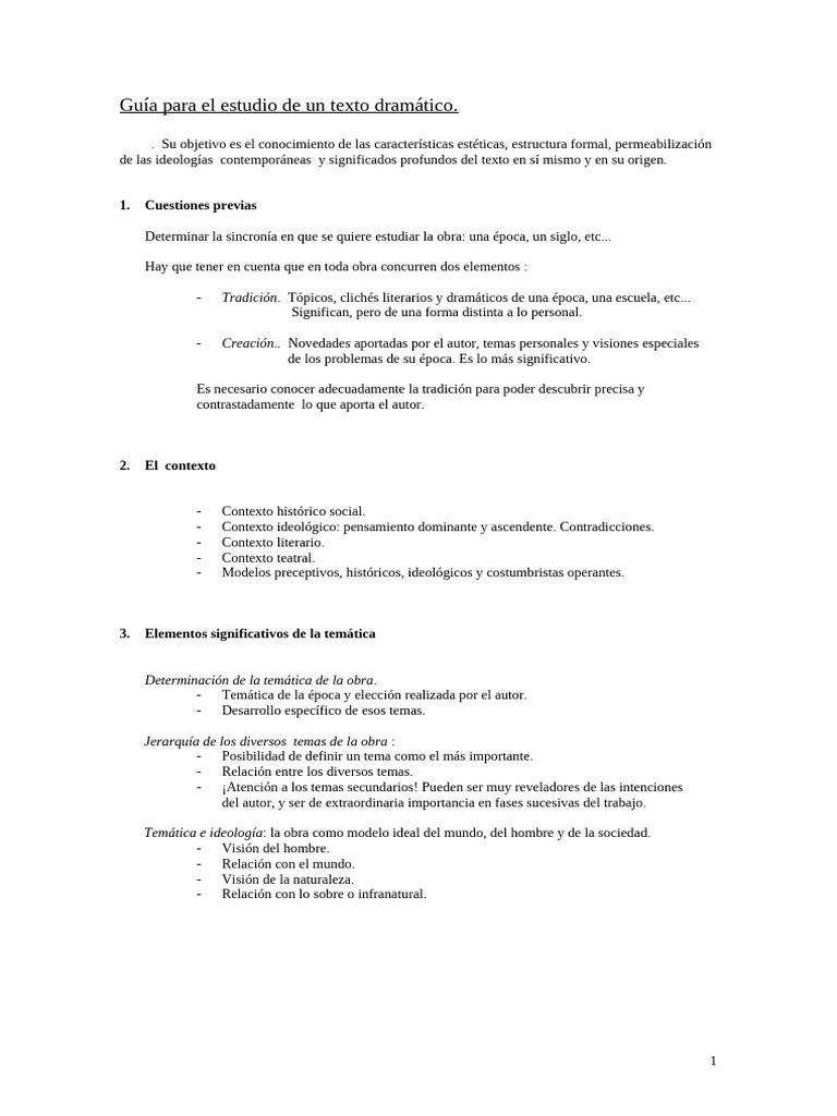 GuÃ - A para El Estudio de Un Texto Dramã¡tico | PDF | Teatro | Autor
