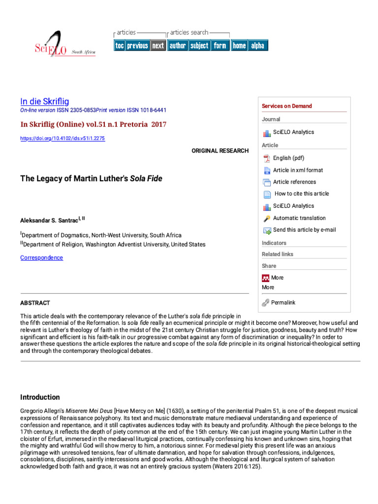 The Legacy of Martin Luther's Sola Fide | PDF | Justification (Theology) | Sola Fide