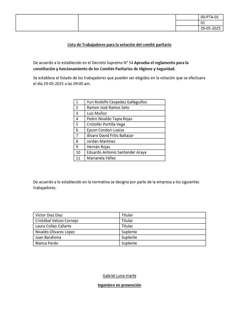Afiche Convocatoria Comité Paritario | PDF