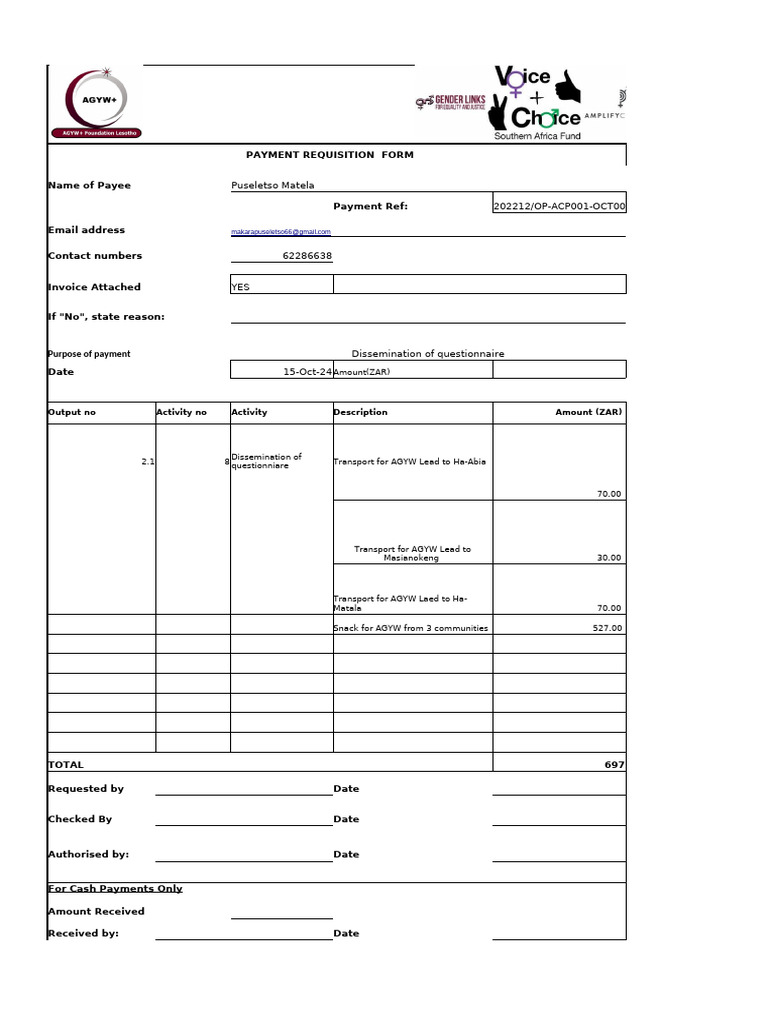 Payment Requisition 180 (1) - 093814 | PDF