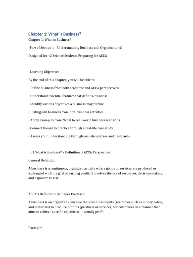 Full Chapter 1 What Is Business | PDF | Business | Revenue