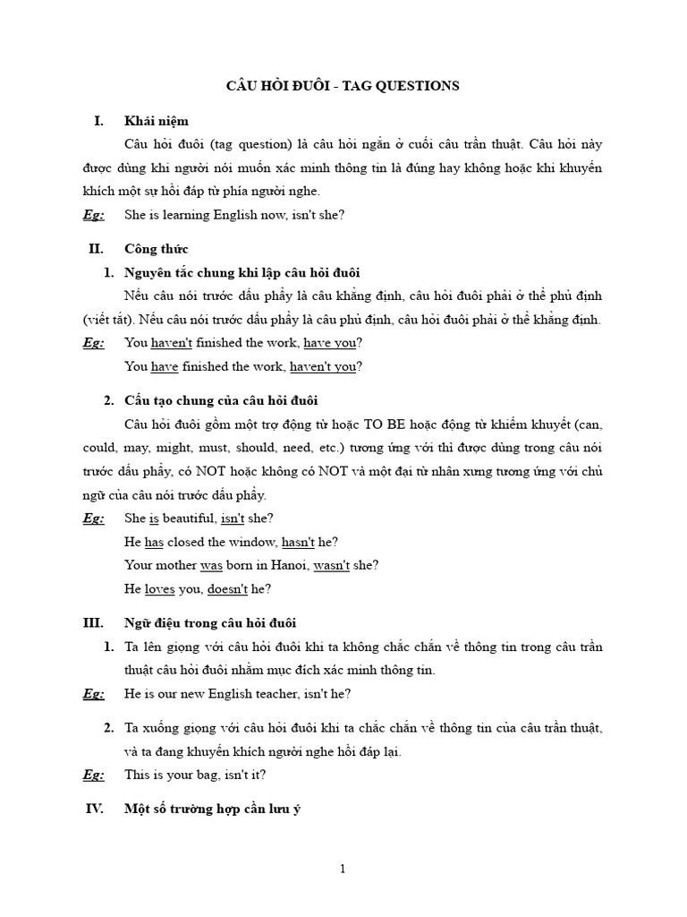 Tag Questions | PDF