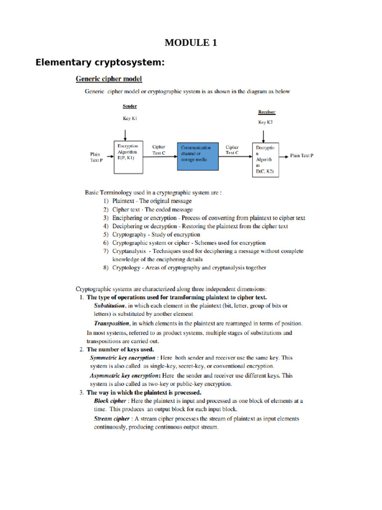 Module-1 Elementary Cryptography | PDF | Cryptography | Cryptanalysis