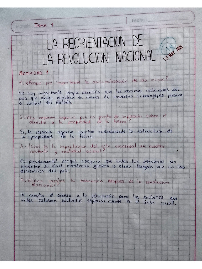 Tema 1 La Reorientación de La Revolución Nacional | PDF