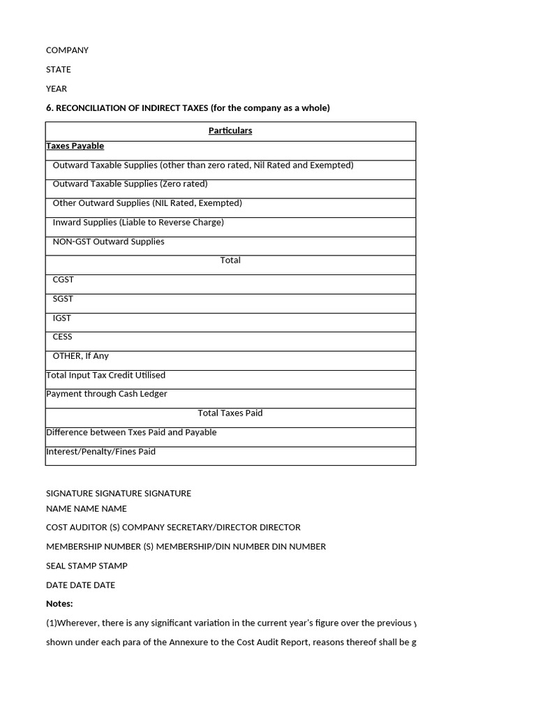 RECONCILIATION OF INDIRECT TAXES-2018-19 | PDF
