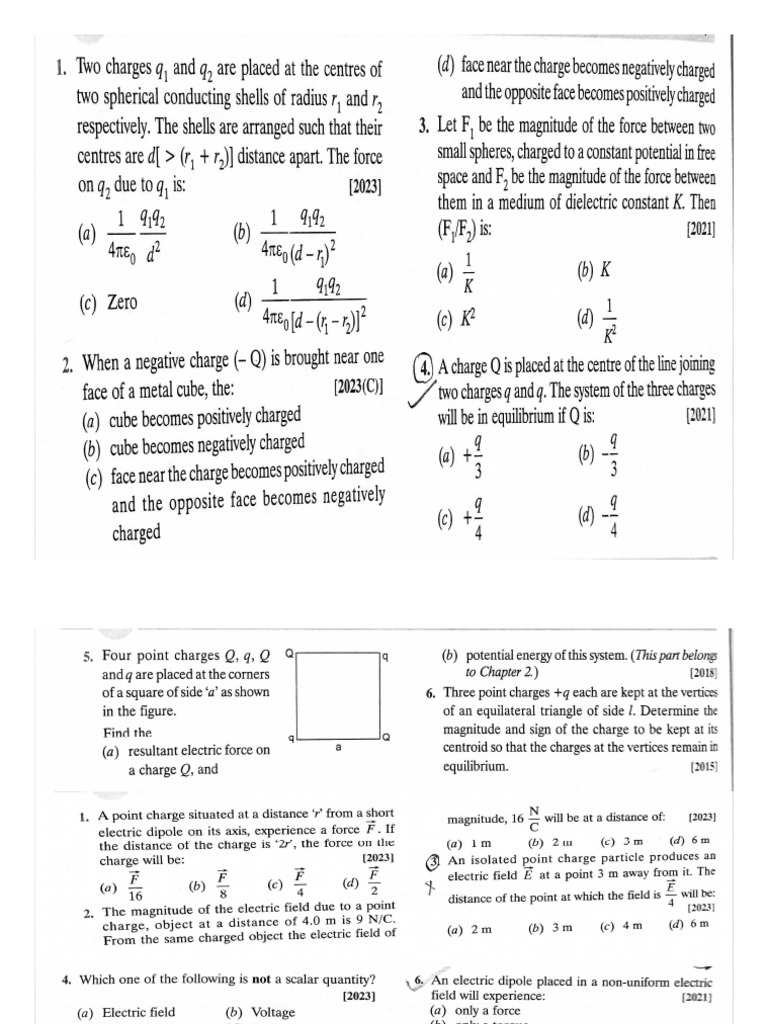 electric field questions | PDF