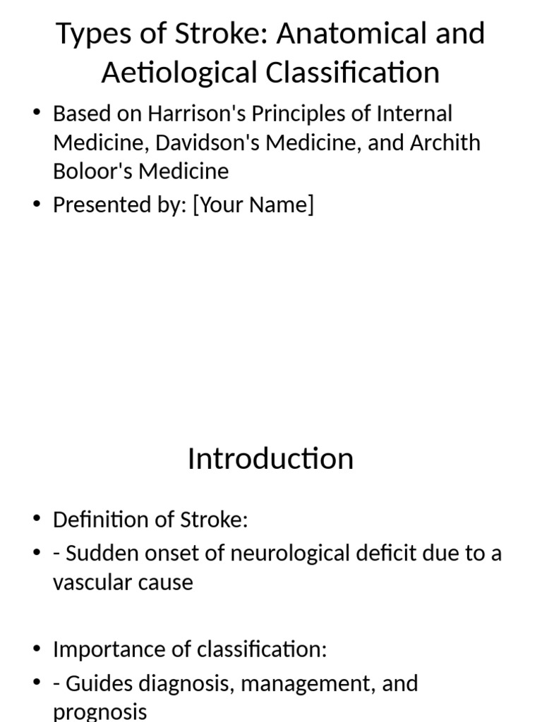 Types of Stroke Classification Presentation | PDF | Stroke | Medical ...