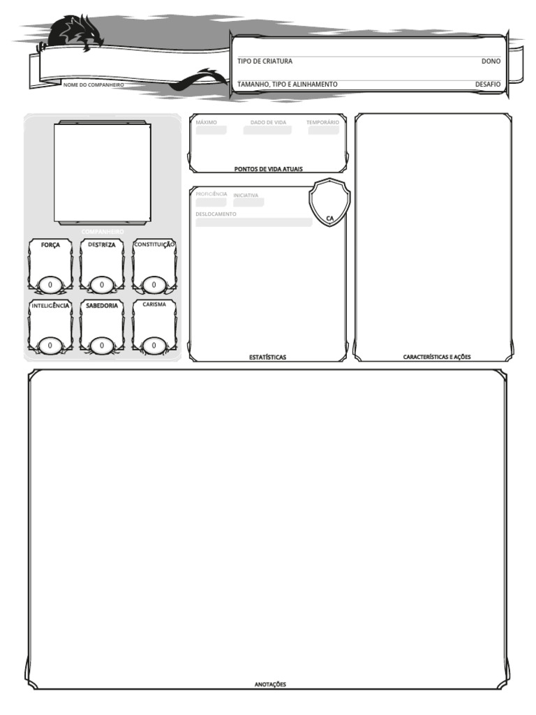 D&D 5e - Ficha - Familiar 1-1 | PDF