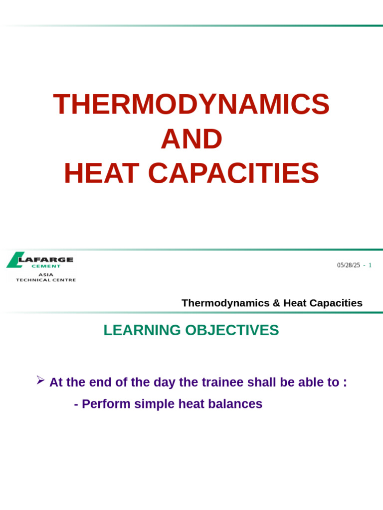 3 - Thermodynamics & Heat Capacities | PDF | Heat | Heat Capacity