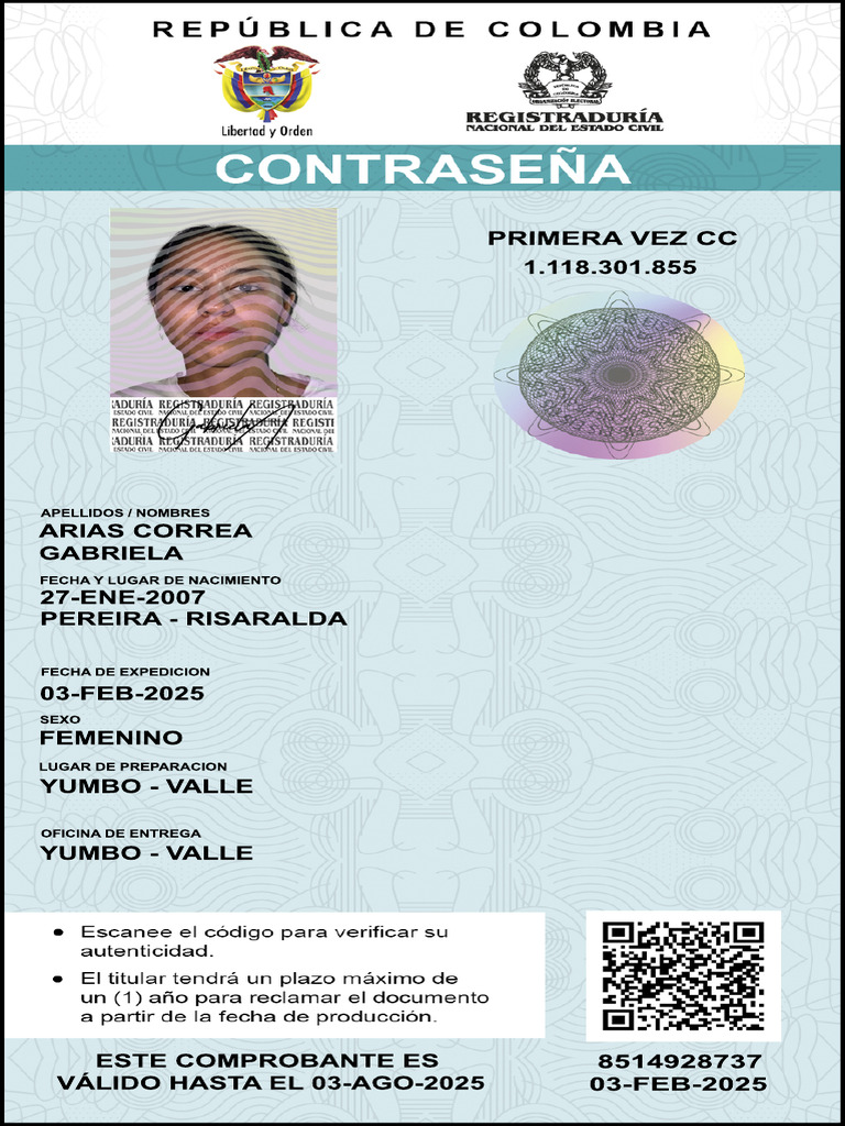 Comprobante de Documento en Tramite - Gabriela Arias | PDF