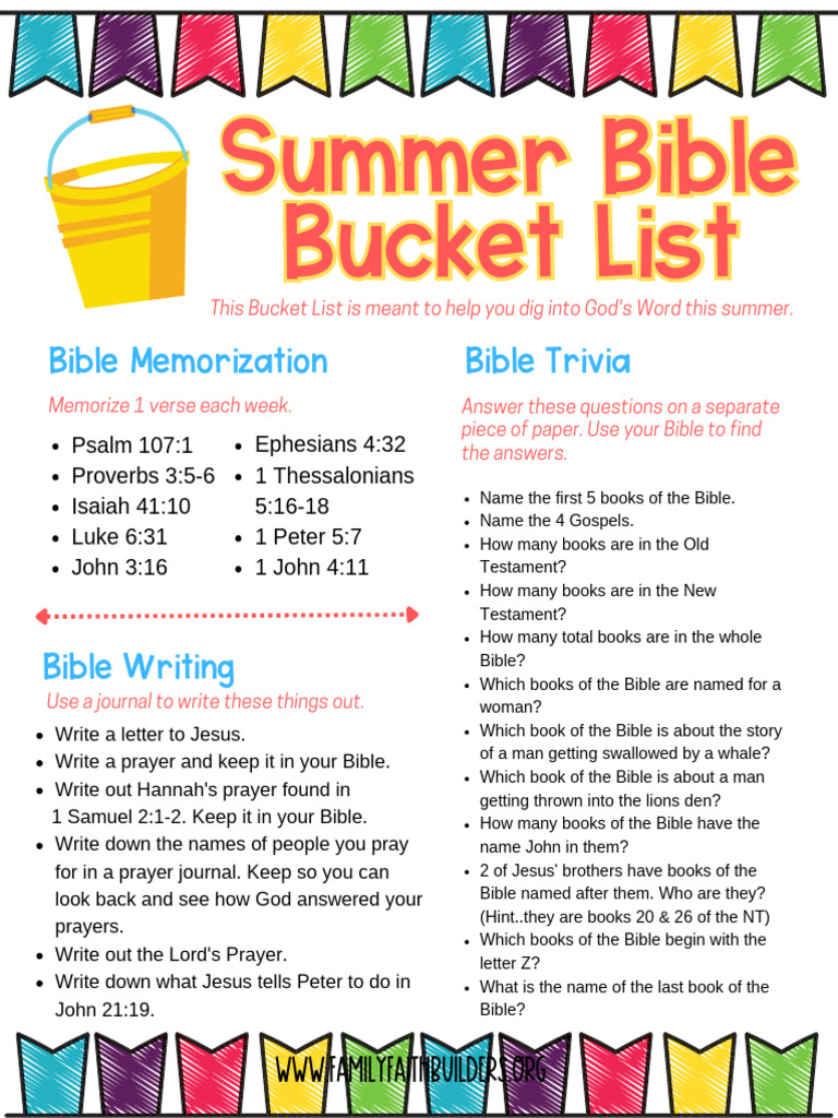 Summer Bible Study Bucket List | PDF | Bible | Gospel Of John