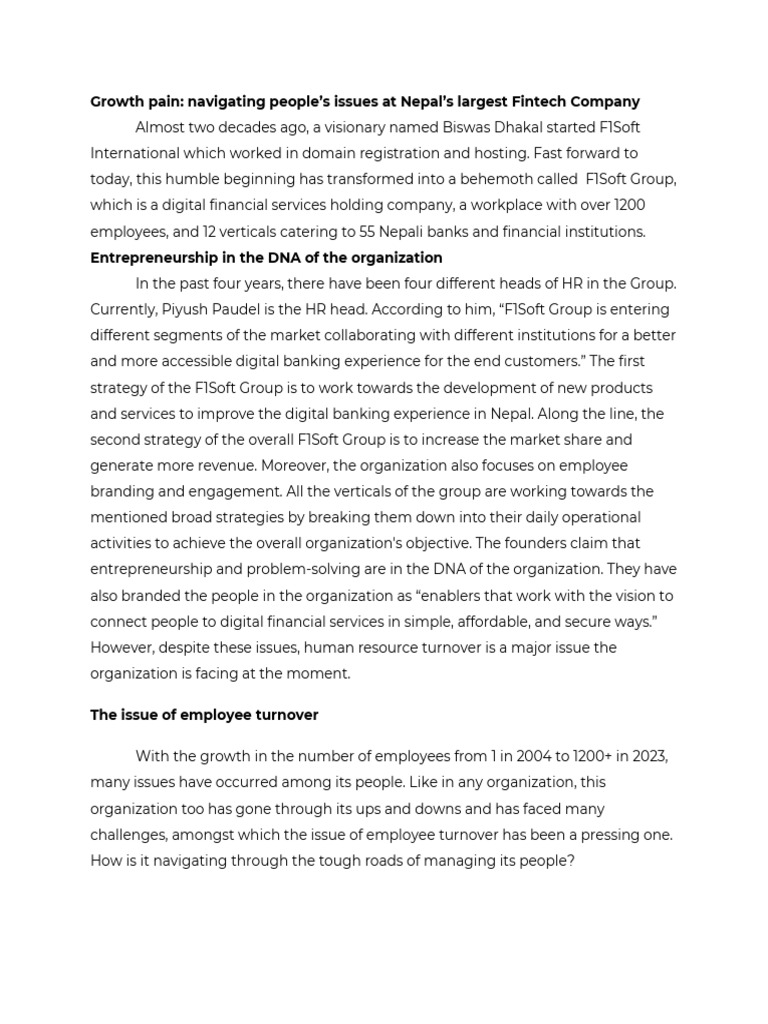 F1Soft Case Study | PDF | Turnover (Employment) | Salary