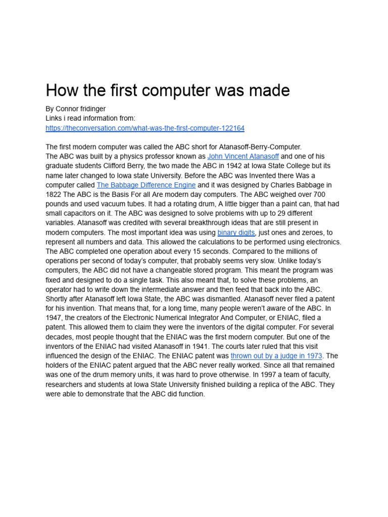 How The First Computer Was Made | PDF | Computer Science | Computer ...
