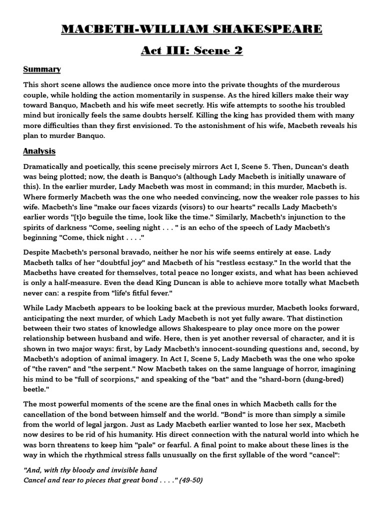 0 - Macbeth Act3 Scene 2 - Isc 12 | PDF | Macbeth