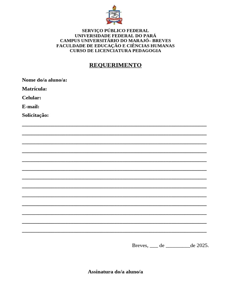 Requerimento FECH - Preencher | PDF