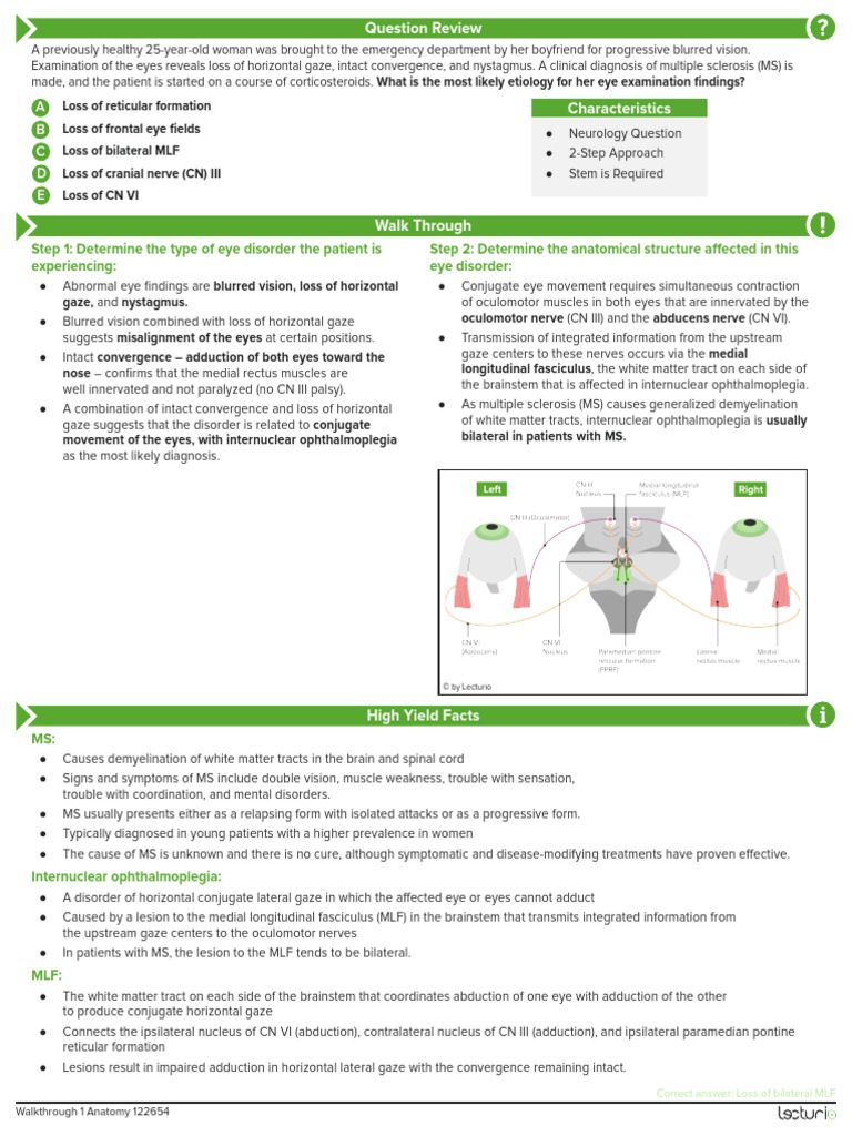 USMLE Cheat+Sheet+Walkthrough+1+Anatomy | PDF | Multiple Sclerosis ...