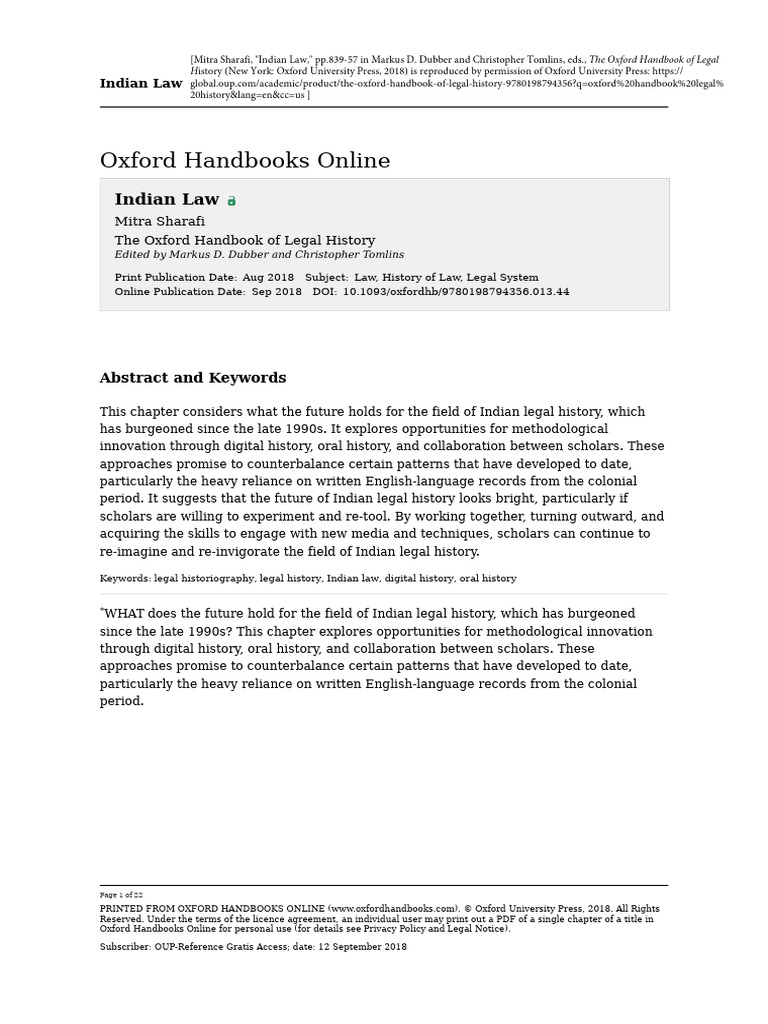 Mitra Sharafi - Indian Law (Book Chapter - 2018) | PDF | Institutional ...