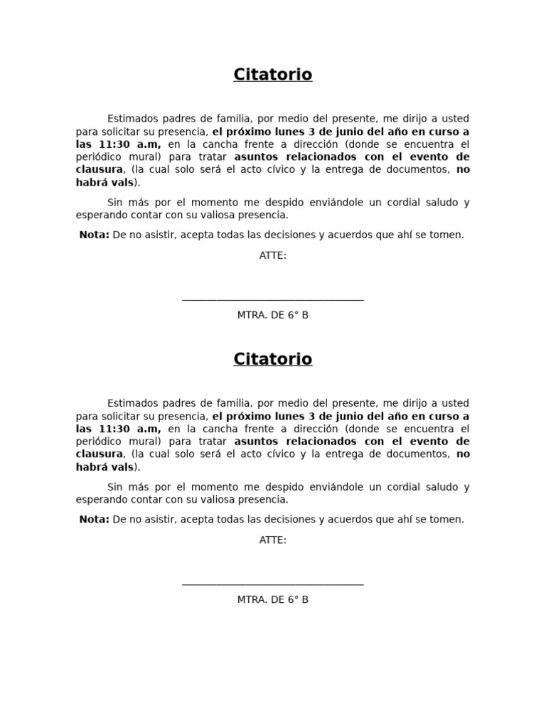Citatorio | PDF