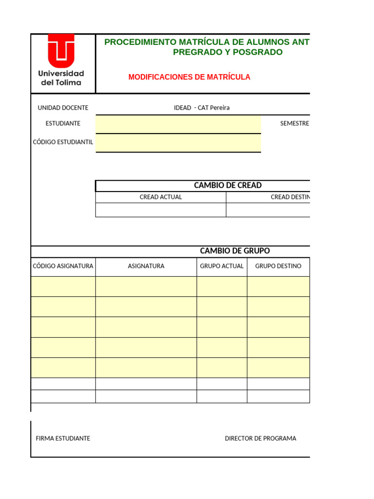 Formato Matricula Asististida Ra-P05 - f01 | PDF