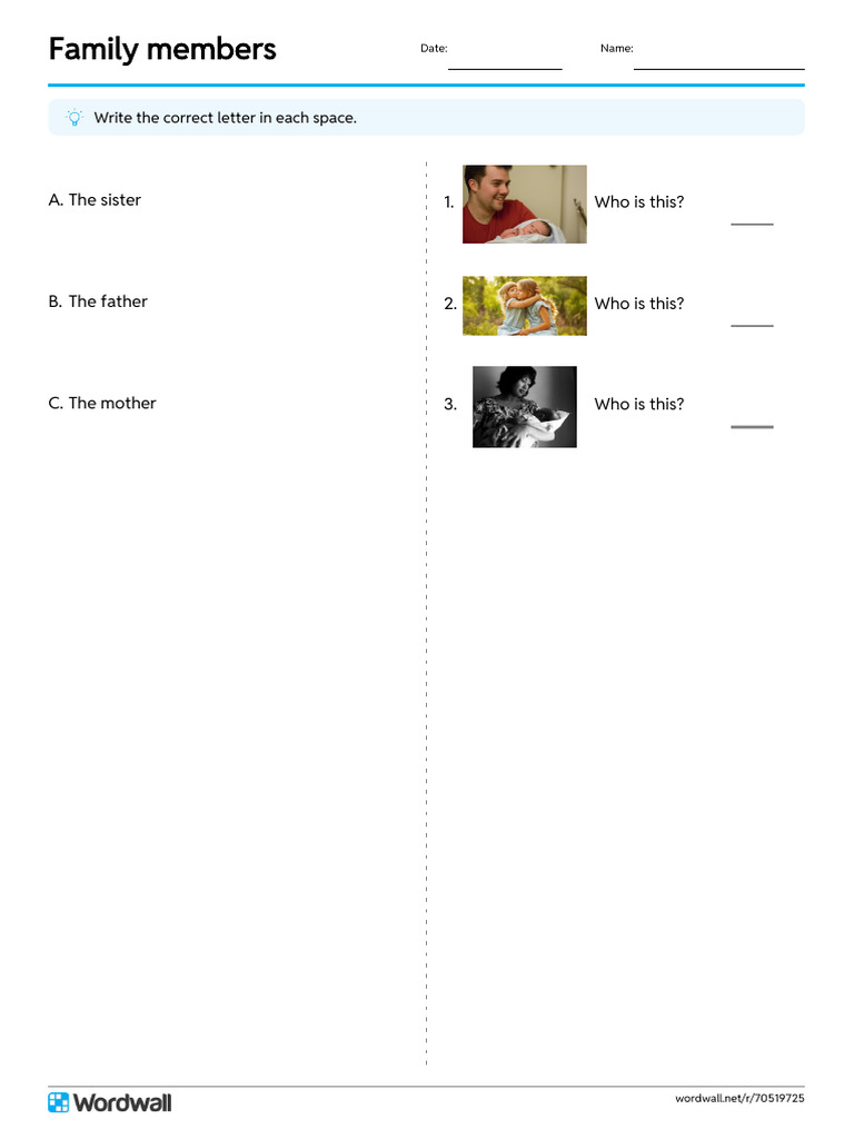 family-members-match-up-write-the-answer | PDF