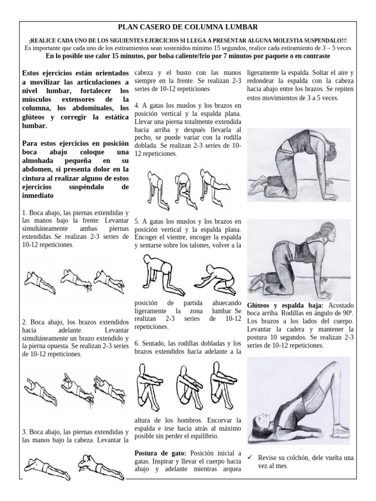 Plan Casero Columna Lumbar | PDF | Abdomen
