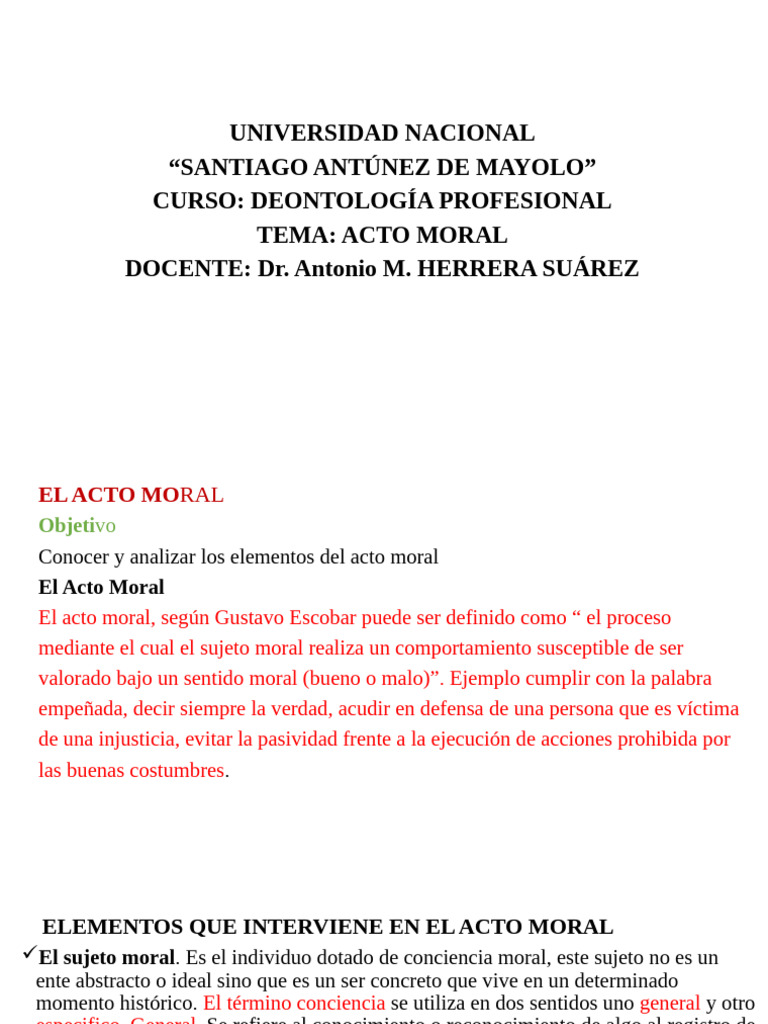 El Acto Moral | PDF | Moralidad | Conocimiento