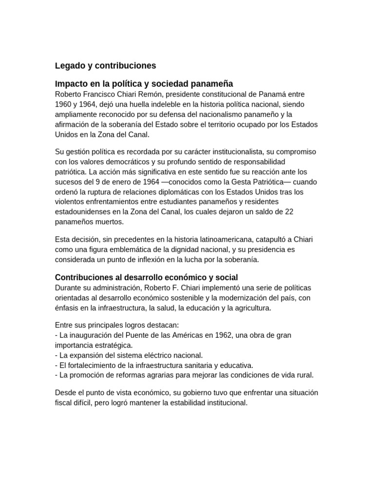 Roberto F Chiari Analisis | PDF | Panamá | Ciencias Políticas