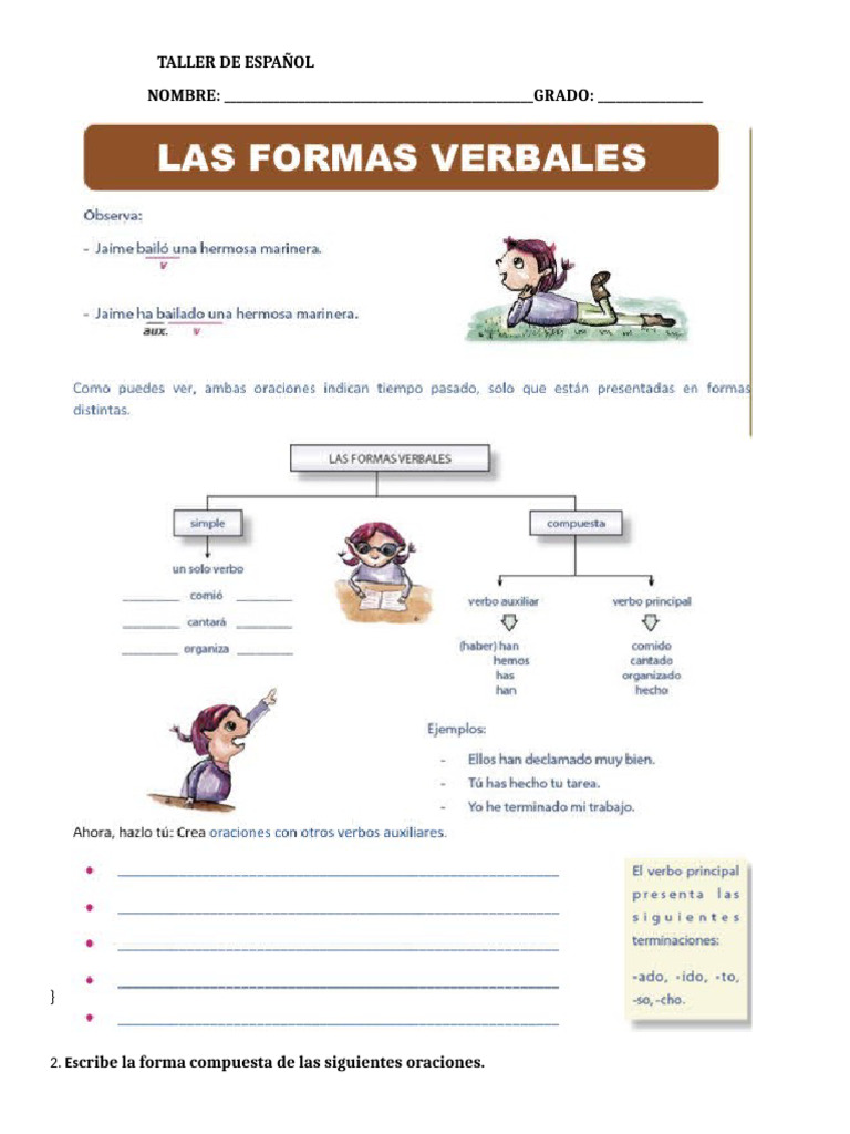 Taller de Español Verbos | PDF