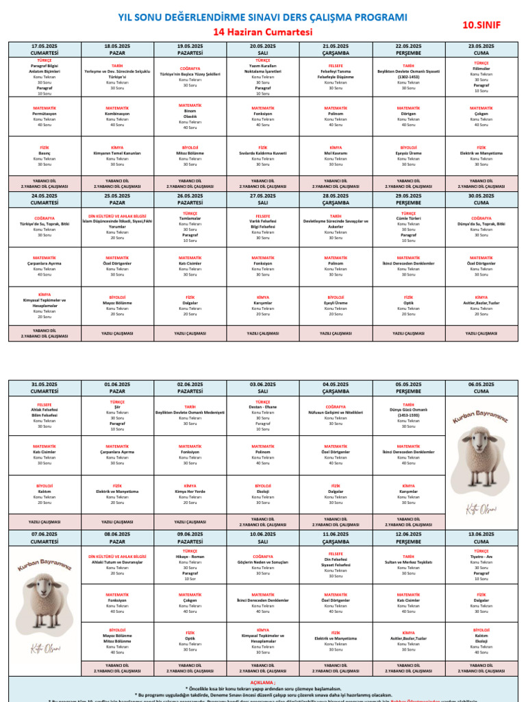 2303 Duyuru 10.sinif Yds-Calisma-Programi | PDF